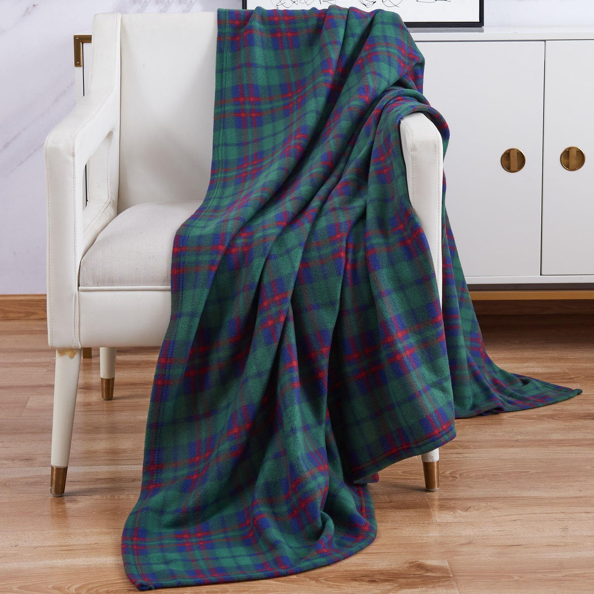 Green Checked Tartan Fleece Blanket – Adore Home