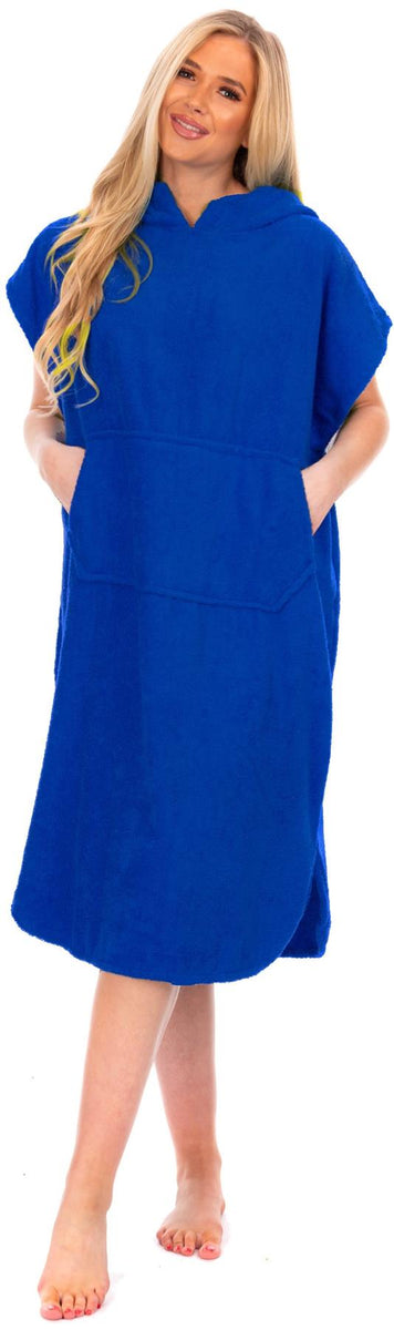 Ladies 100% Cotton Changing Robe, Royal Blue – Adore Home