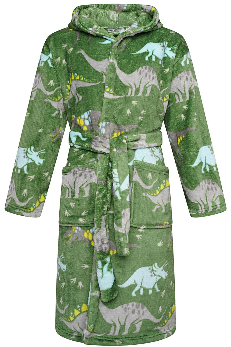 Kids Dinosaur Soft Fleece Bathrobe Green Dressing Gown – Adore Home